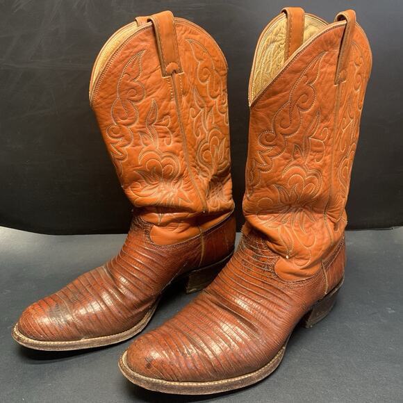 Justin Boots | Shoes | Vintage Justin Peanut Brittle Lizard Skin Mens 1 ...